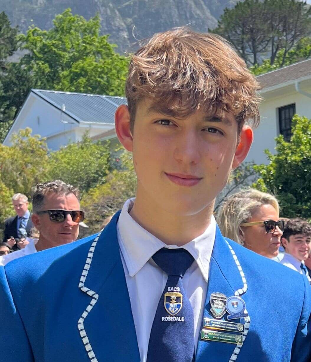 David te Roller Dux scholar at SACS in Cape Town, achieves an aggregate ...